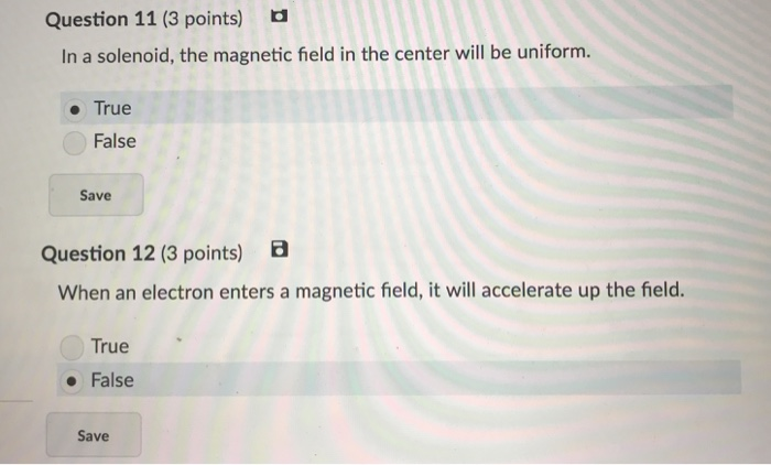 Solved Question 11 (3 points) In a solenoid, the magnetic | Chegg.com