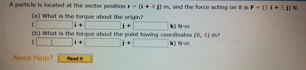 Solved A particle is located at the vector position r = (i + | Chegg.com