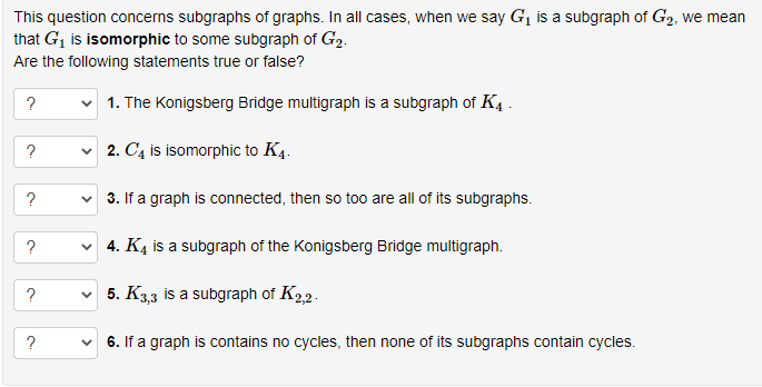 Solved This question concerns subgraphs of graphs. In all | Chegg.com