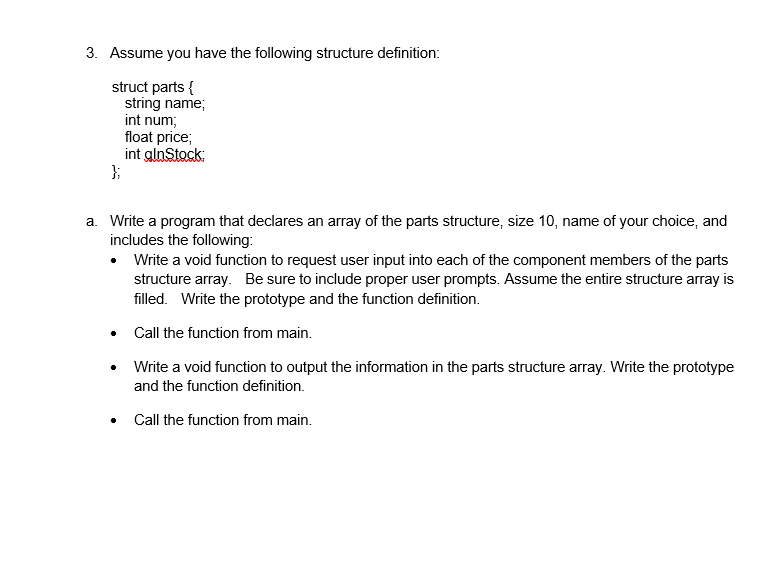 Solved 3. Assume you have the following structure | Chegg.com