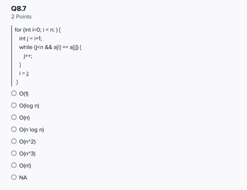 Solved Q8 Complexity Analysis - Classifying algorithms 10 | Chegg.com