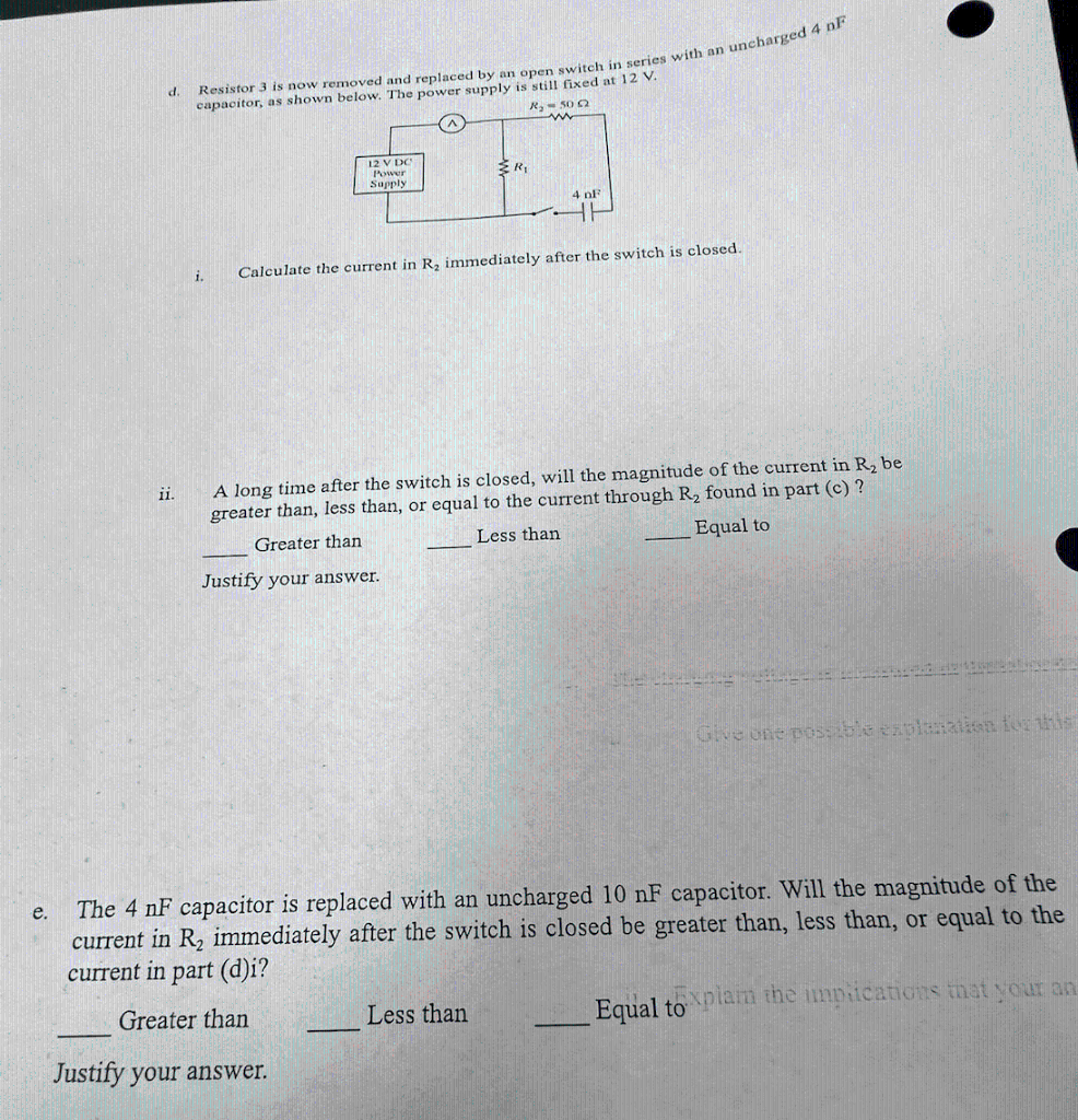 Solved 2. Your engineering firm has built the RC circuit | Chegg.com