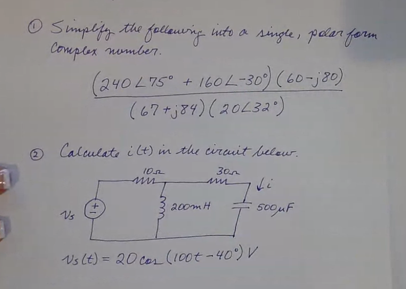 Solved 0 Simplify the following into a single, polar form | Chegg.com