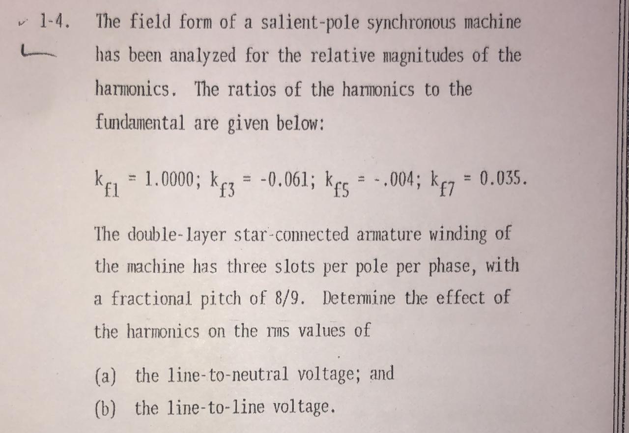 4. The field form of a salient-pole synchronous | Chegg.com