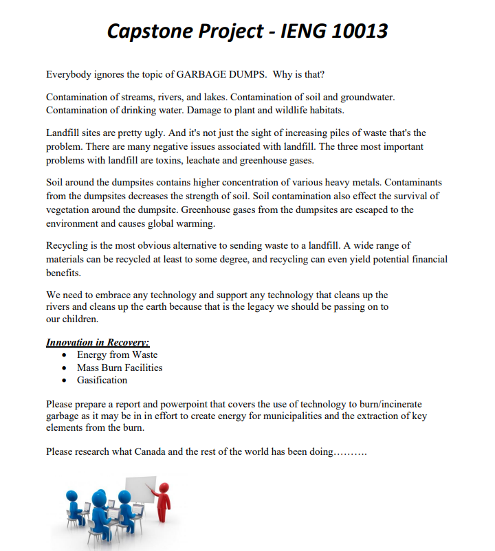 Solved Capstone Project - IENG 10013 Everybody ignores the | Chegg.com