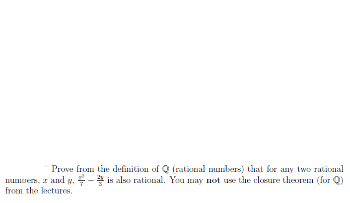 Solved Prove from the definition of Q (rational numbers) | Chegg.com