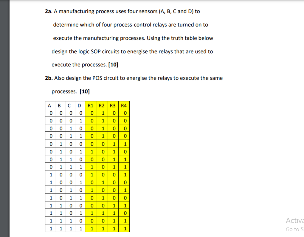Solved 2a. A manufacturing process uses four sensors (A, B, | Chegg.com
