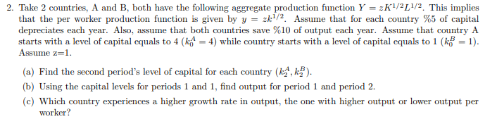 Solved 2. Take 2 countries, A and B, both have the following | Chegg.com