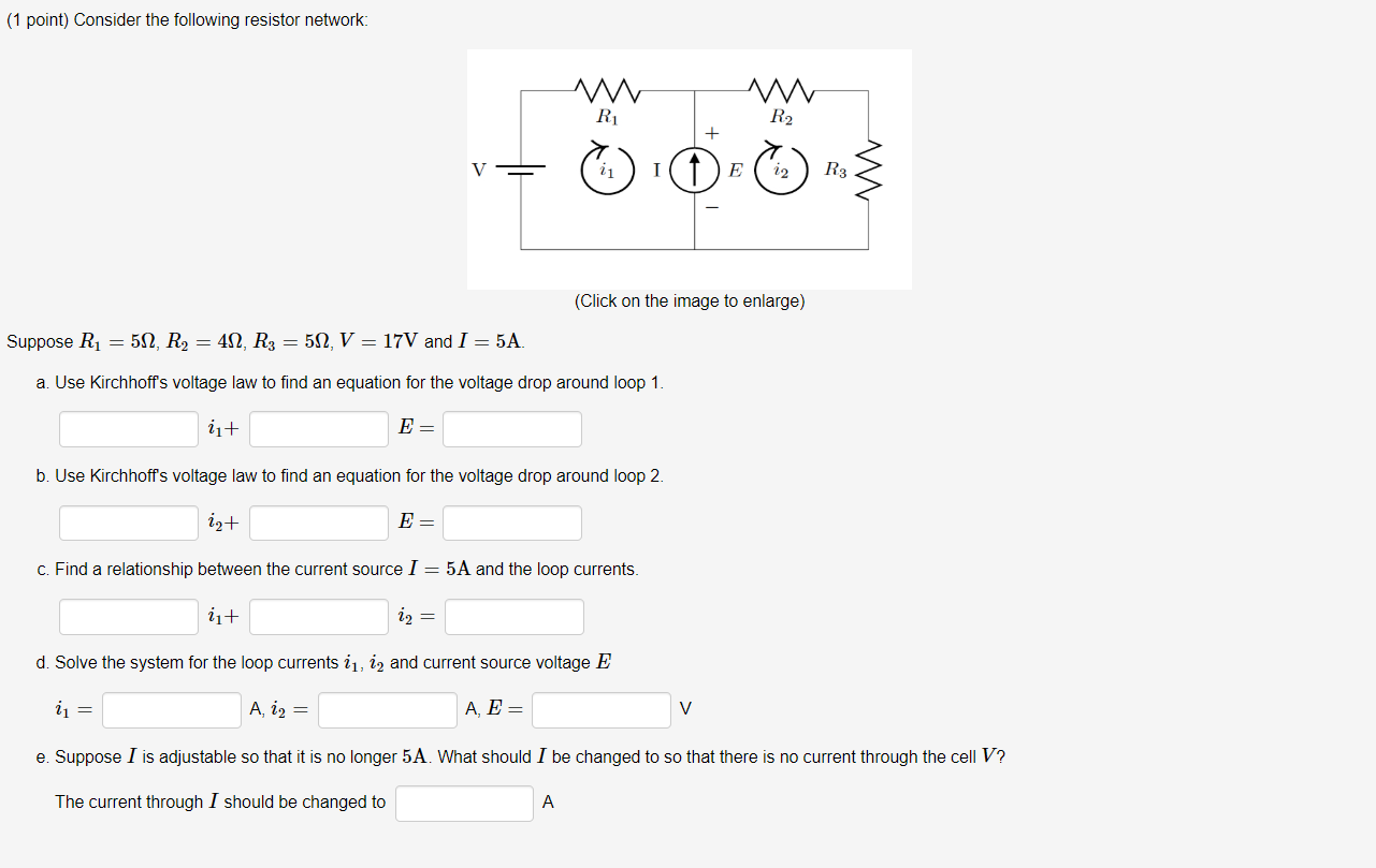 Solved (1 point) Consider the following resistor network: R1 | Chegg.com