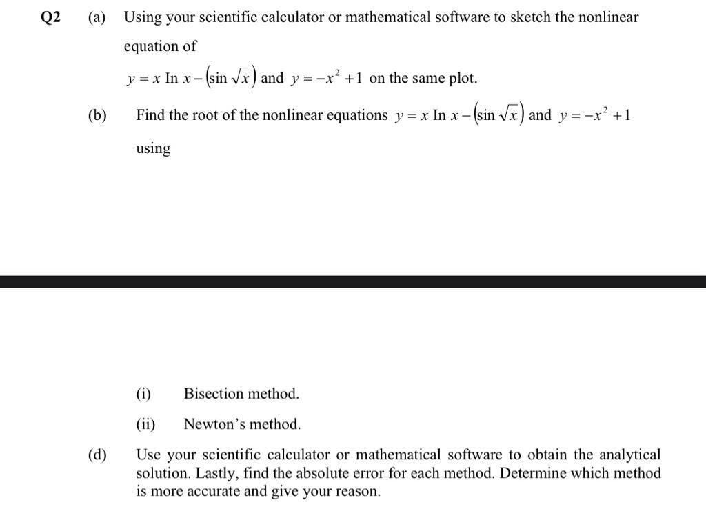 Solved Q2 (a) Using your scientific calculator or | Chegg.com