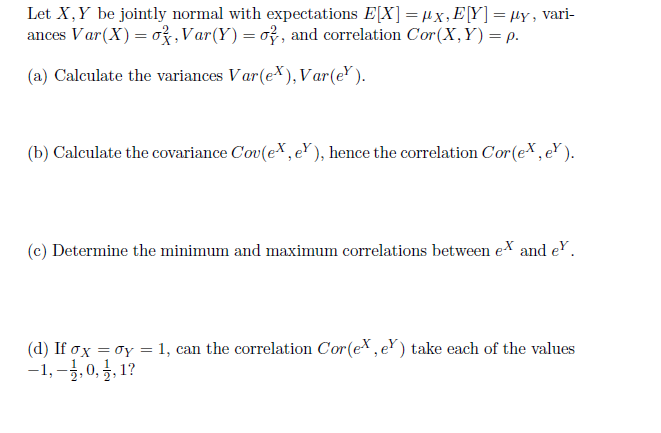 Solved Let X,Y be jointly normal with expectations | Chegg.com Solved Let X,Y be jointly normal with expectations | Chegg.com