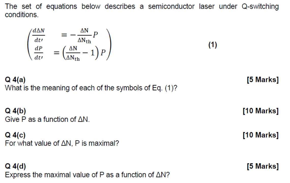 Solved The set of equations below describes a semiconductor | Chegg.com