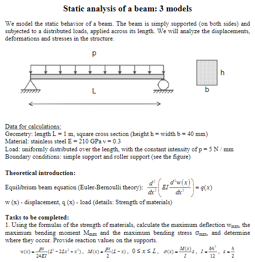 Solved Static analysis of a beam: 3 models We model the | Chegg.com