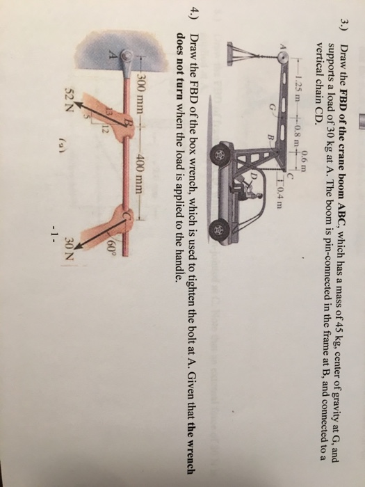 Solved 3.) Draw the FBD of the crane boom ABC, which has a | Chegg.com