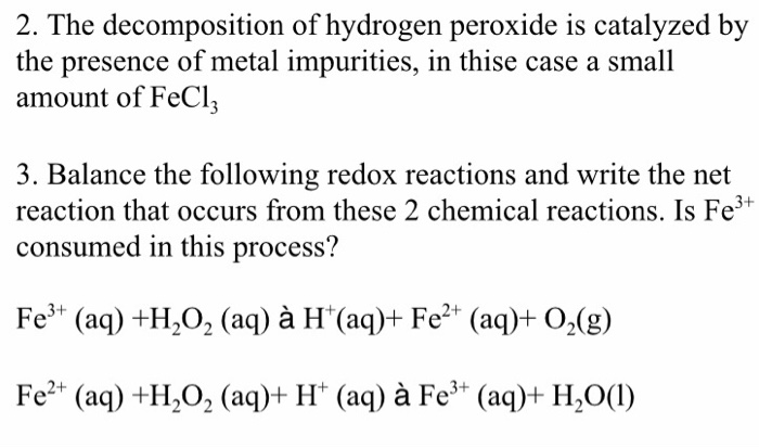 Solved 2. The decomposition of hydrogen peroxide is | Chegg.com