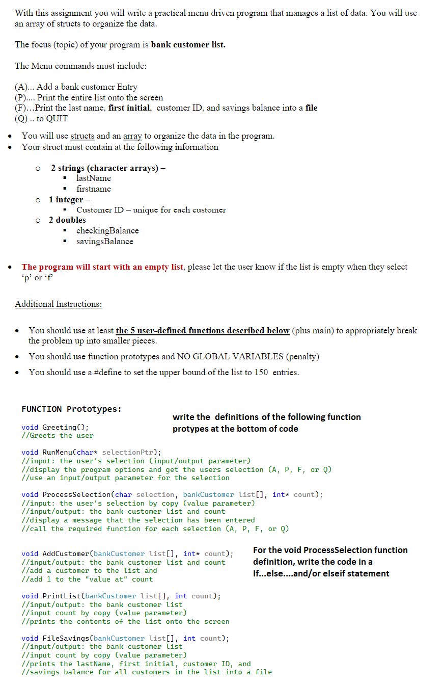 Solved With this assignment you will write a practical menu | Chegg.com