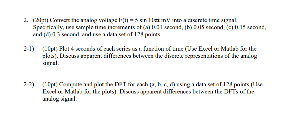 Solved 2. (20pt) ﻿Convert the analog voltage | Chegg.com