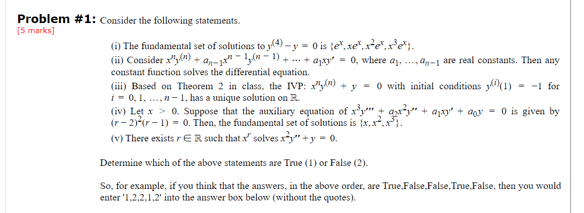 Solved Problem #1: Consider the following statements. [5 | Chegg.com