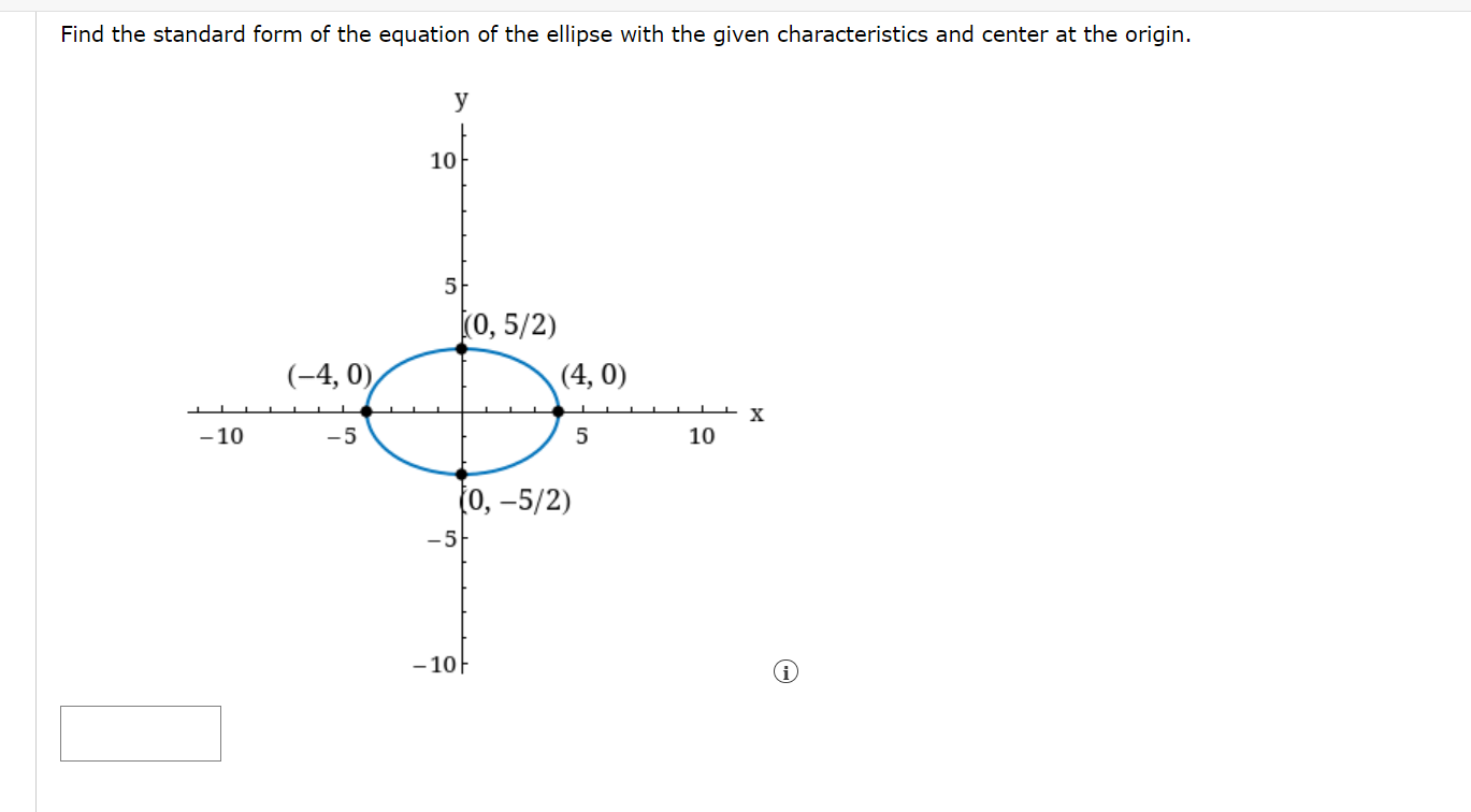 Solved Find the standard form of the equation of the ellipse | Chegg.com