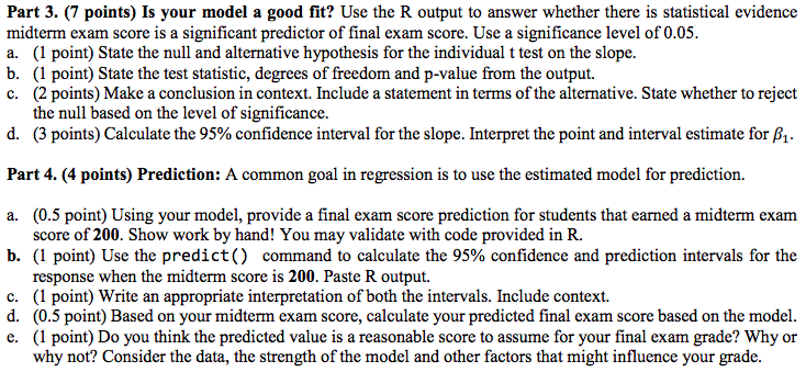 Part 3. (7 points) Is your model a good fit? Use the | Chegg.com