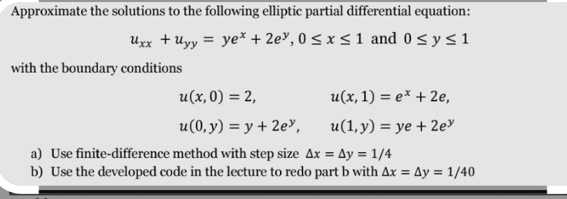 Solved Approximate the solutions to the following elliptic | Chegg.com