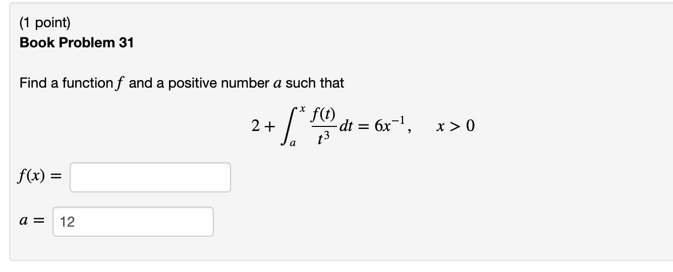 Solved (1 point) Book Problem 31 Find a function f and a | Chegg.com