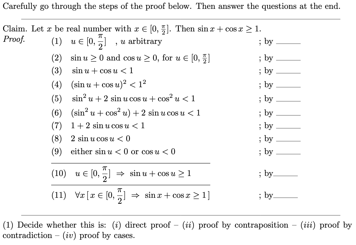 Solved Carefully go through the steps of the proof below. | Chegg.com