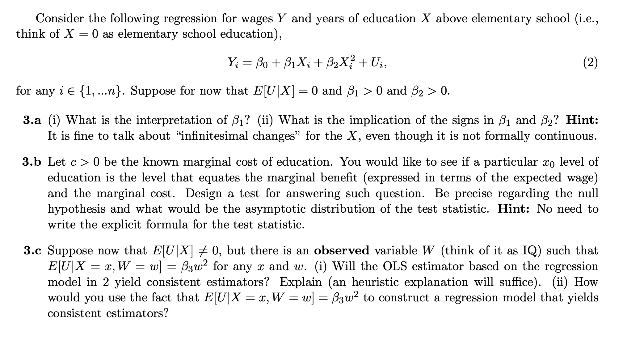 Solved Consider the following regression for wages Y and | Chegg.com