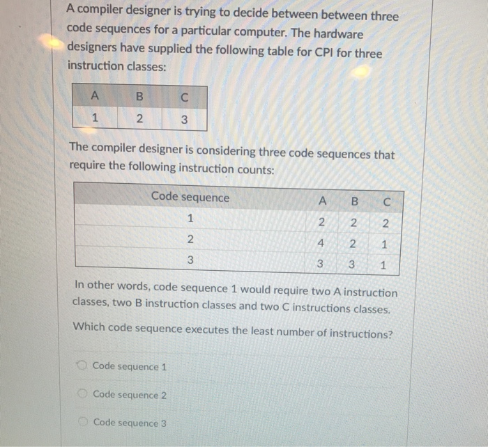 Solved A compiler designer is trying to decide between | Chegg.com