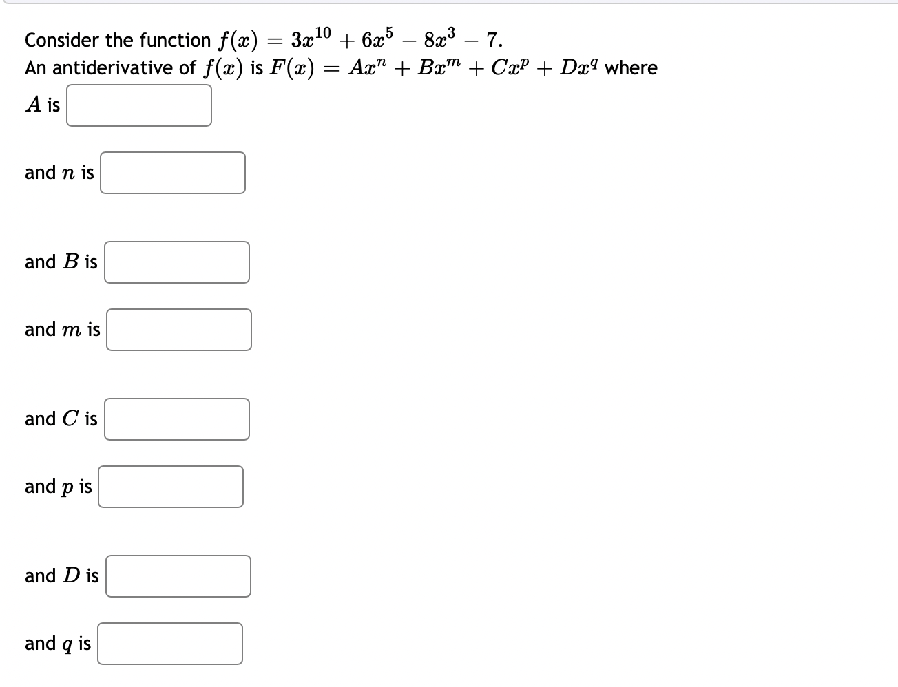 Solved = Consider the function f(x) = 3x10 + 6x5 – 8x3 – 7. | Chegg.com