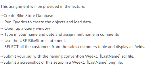 Solved This assignment will be provided in the lecture. | Chegg.com
