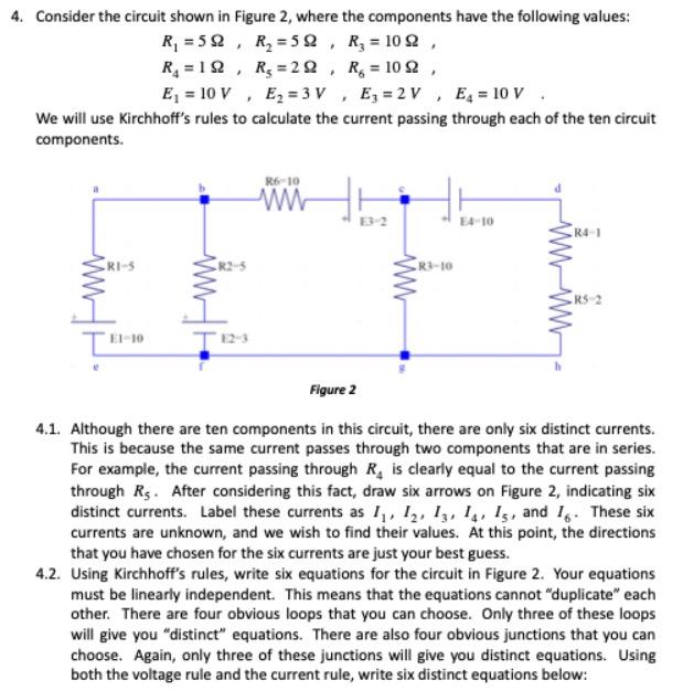 Solved Using Kirchhoff’s rules, write six equations for the | Chegg.com