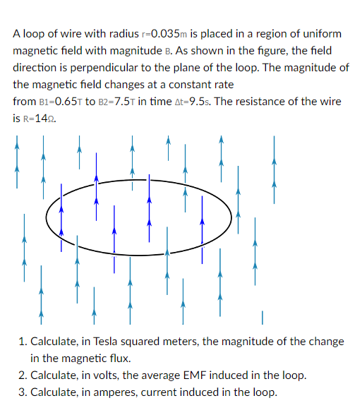 Solved A loop of wire with radius r=0.035 m is placed in a | Chegg.com