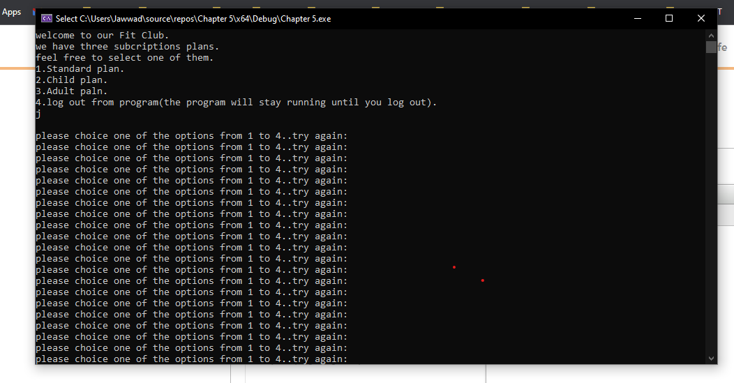 Solved Hello, why this program get loop when user enter | Chegg.com