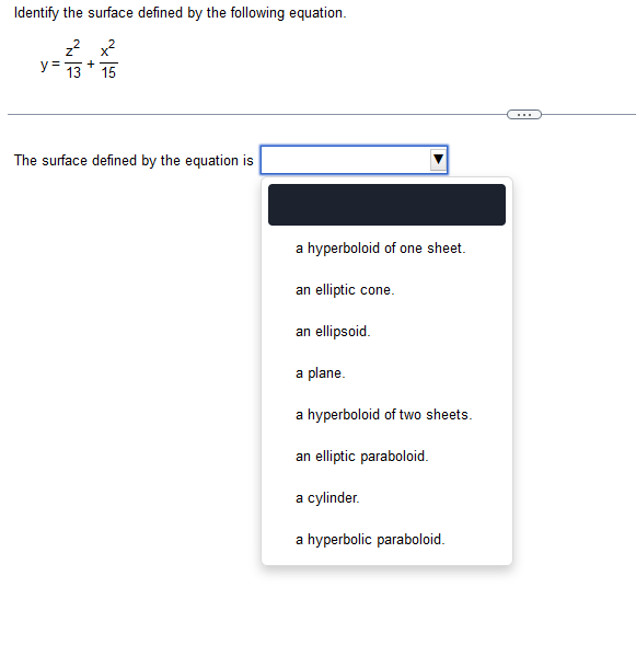 Solved Identify the surface defined by the following | Chegg.com