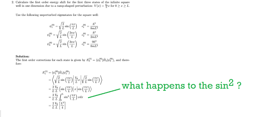 Solved 2 Calculate Th First Order Energy Shift For The