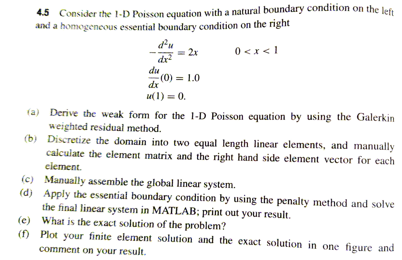 4.5 Consider the 1-D Poisson equation with a natural | Chegg.com