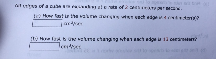 Solved All edges of a cube are expanding at a rate of 2 | Chegg.com