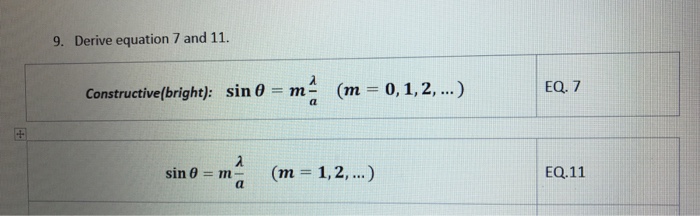 Derive equation 7 and 11. Constructive (bright): sin | Chegg.com