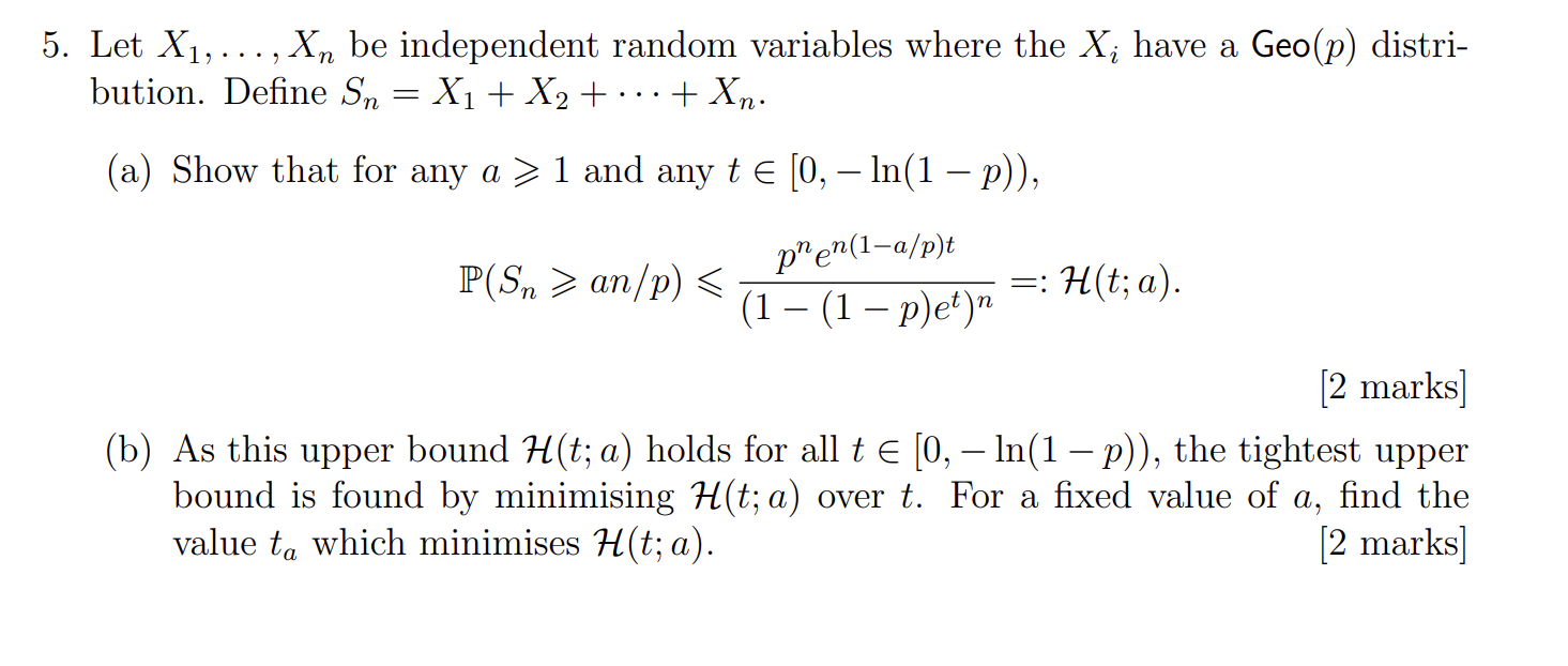 Solved 5. Let X1, . . . , Xn be independent random variables | Chegg.com
