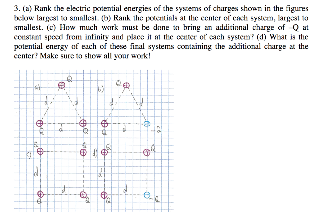 Solved 3. (a) Rank the electric potential energies of the | Chegg.com