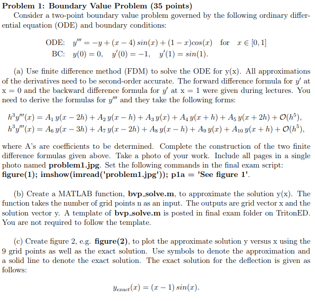 function [xi, yi] = bvp solve (n) |BVP SOLVE computes | Chegg.com