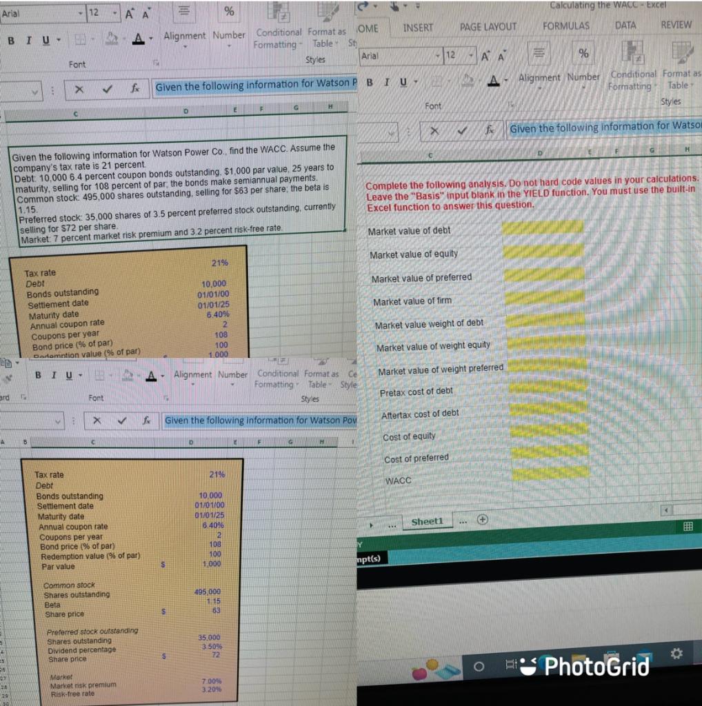 Solved Given the following information for Watson Power Co., | Chegg.com