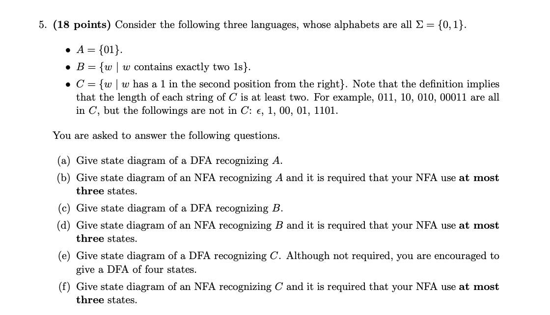 Solved 5. (18 points) Consider the following three | Chegg.com