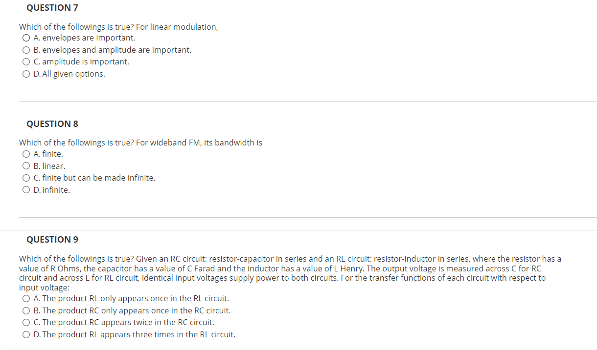 Solved QUESTION 7 Which of the followings is true? For | Chegg.com