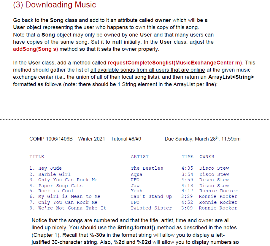 Solved COMP 1006/1406B - Winter 2021 – Tutorial #8/#9 Due | Chegg.com