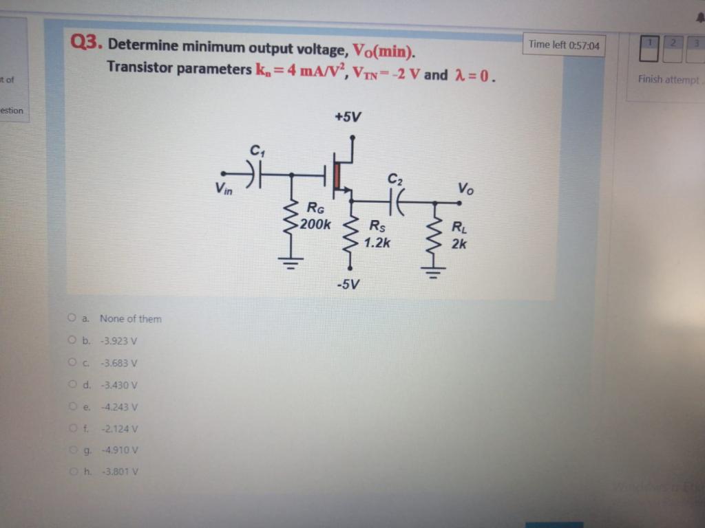 Solved Time left 0:57:04 1 23 Q3. Determine minimum output | Chegg.com