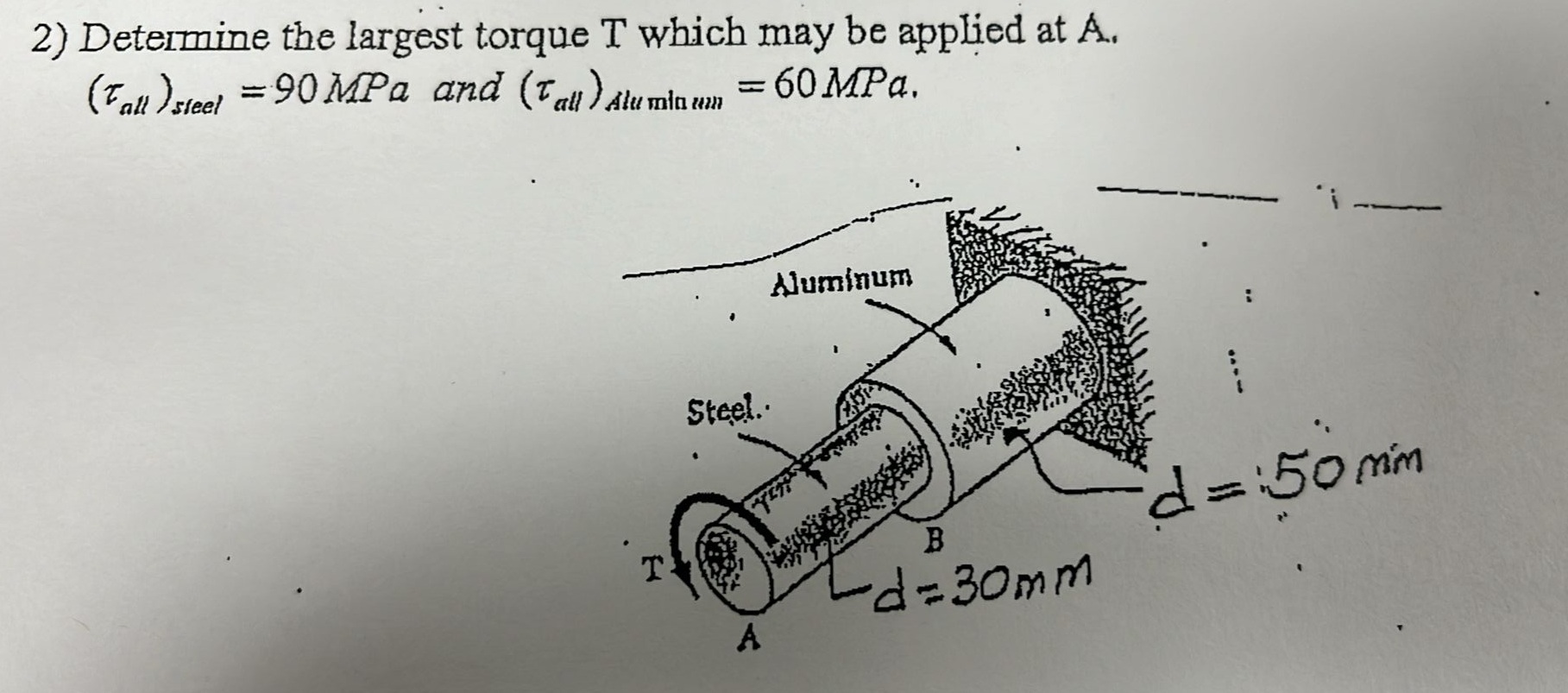 Solved 2) Determine the largest torque T which may be | Chegg.com