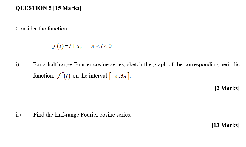 Solved QUESTION 5 [15 Marks] Consider the function f(t)=t+1, | Chegg.com