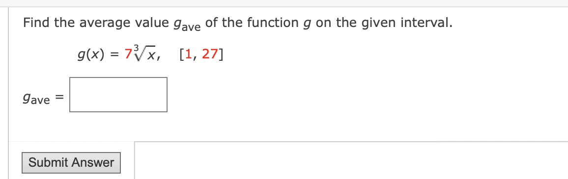 Solved Find the average value gave ﻿of the function g ﻿on | Chegg.com